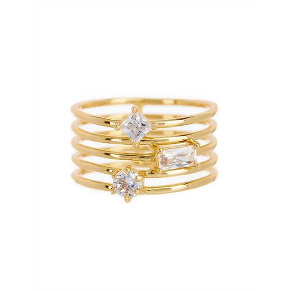 Luv Aj | Jewelry | New Luv Aj Triple Stone Stack Ring In Gold | Poshmark